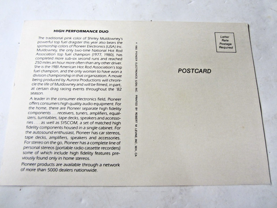 NHRA Classic 82 Shirley Muldowney Pioneer Top Fuel Dragster Drag Racing ...