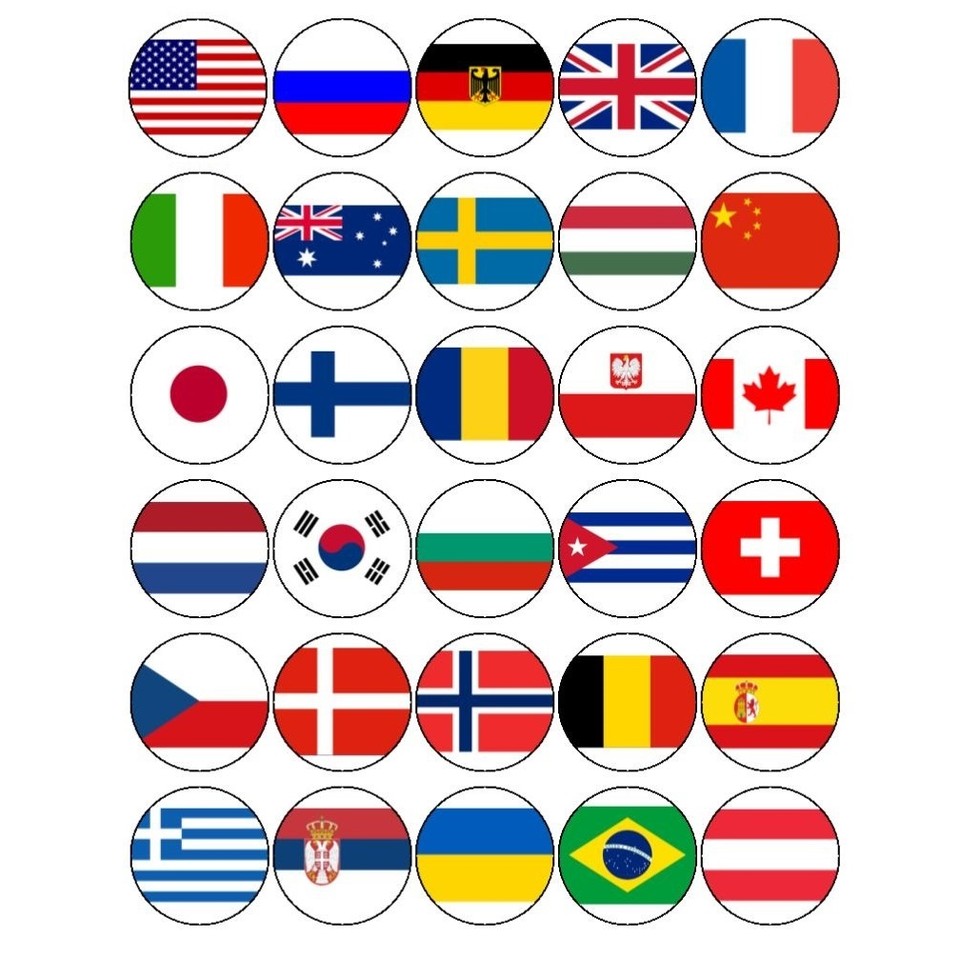 30x WORLD FLAGS MIXED OLYMPICS COUNTRIES EDIBLE PREMIUM CUPCAKE CAKE ...
