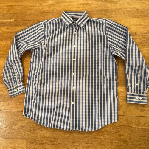 Croft & Barrow Easy Care blue gray plaid button-down shirt size 16 1/2 ...