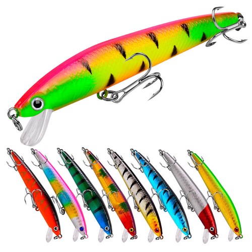 10pcs Colorful Trolling Bait Minnow Fishing Lure Bass Crankbait Tackle ...