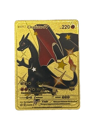 Charizard V Black Gold Foil Textured Display Pokémon Card NM/M | eBay