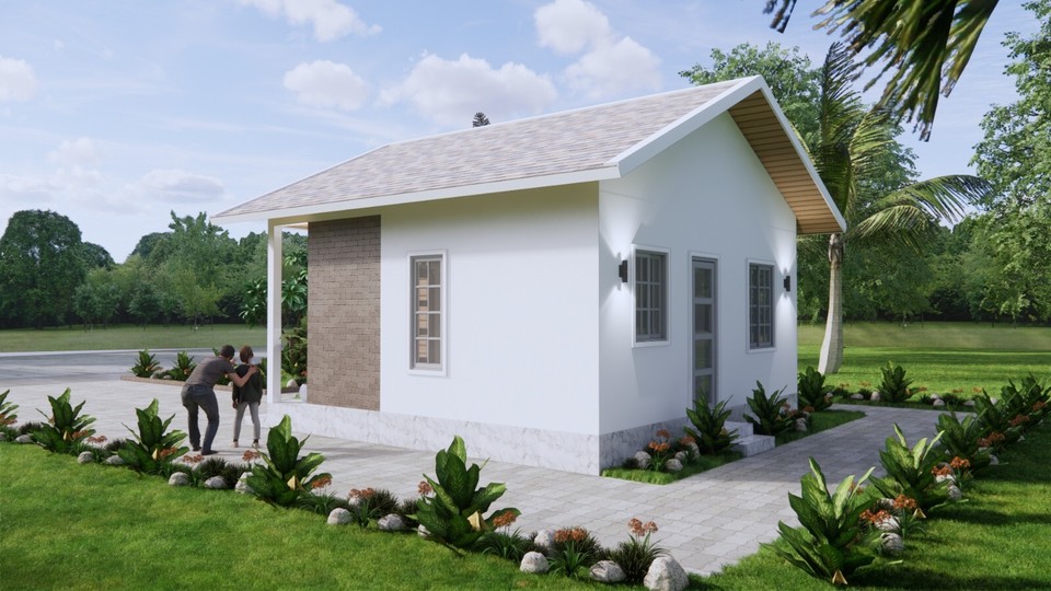 20x20 Feet Small House Plans 6x6 Meter 2 Bed 1 Bath Gable Roof PDF &A4 ...