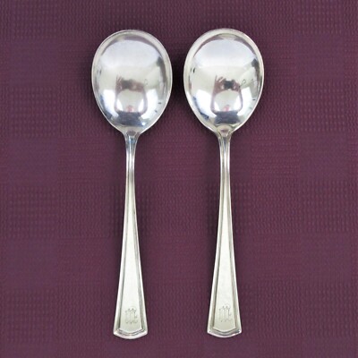 Alvin George Washington set of two round soup spoons silverplate ...