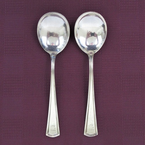 Alvin George Washington set of two round soup spoons silverplate ...