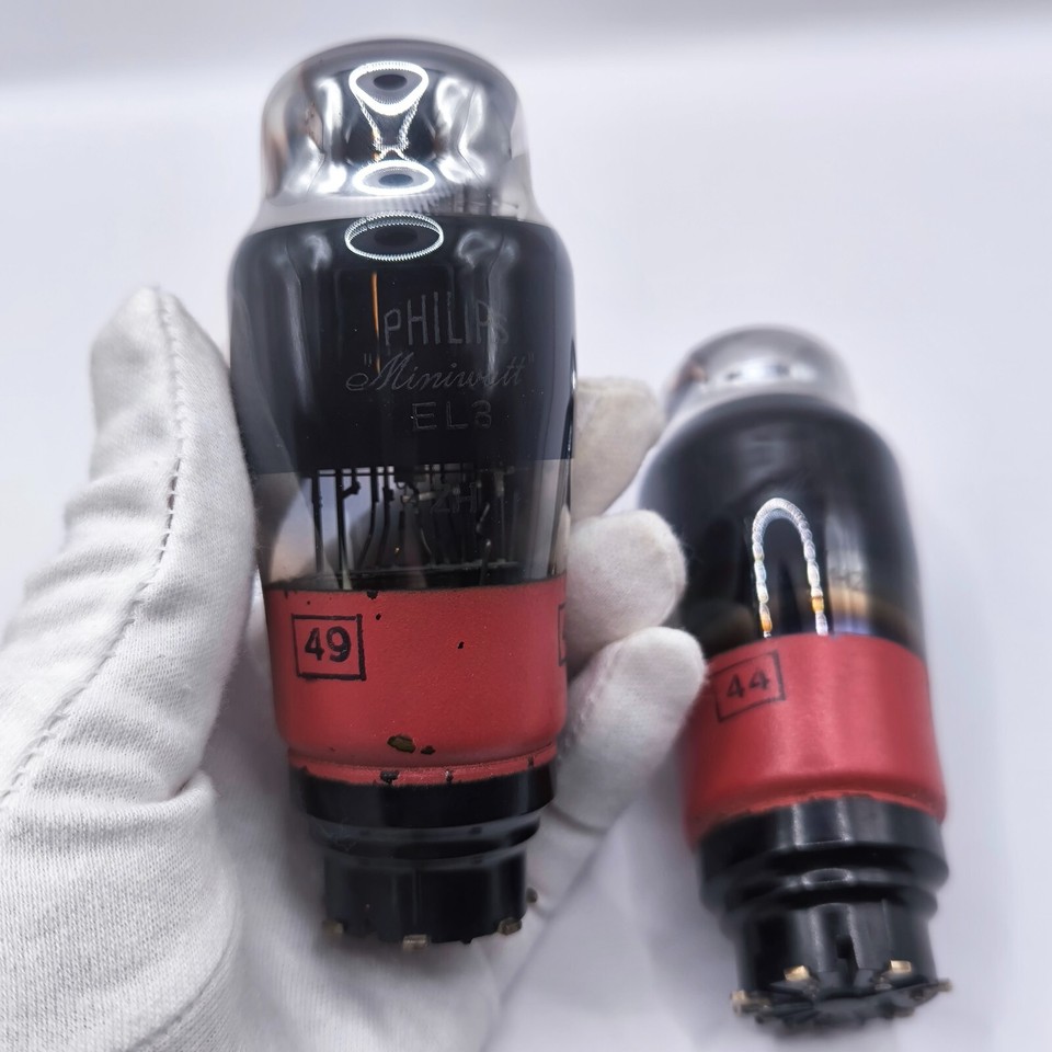 Philips EL3 TEL3 VEL3 3REP6 EL3N tubes, matched pair, tray getter ...