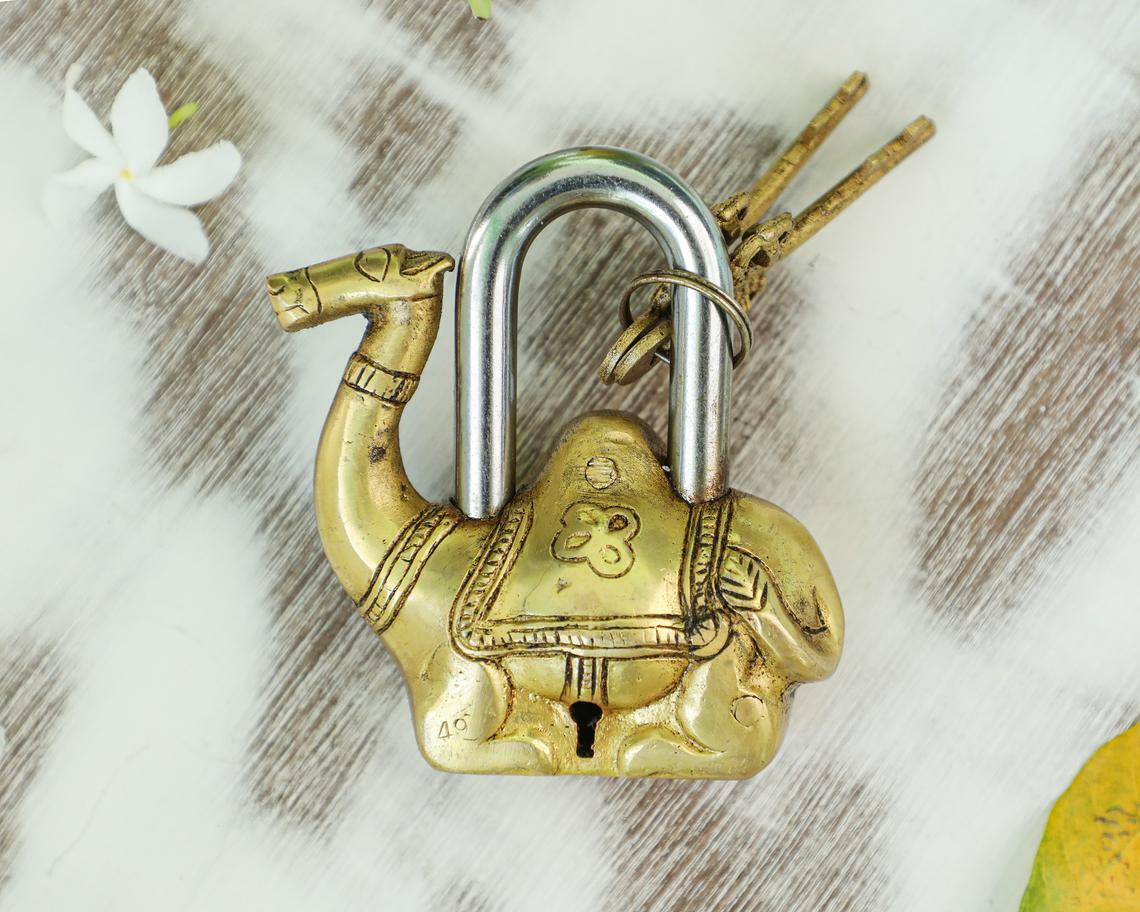 Brass Gold Camel Antique Lock Padlock Vintage Lock Indian Camel ...