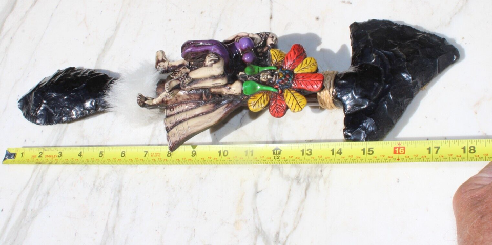 Aztec Mayan Obsidian Axe Spearhead Rare Vintage Folk Art Sacrificial 18 ...