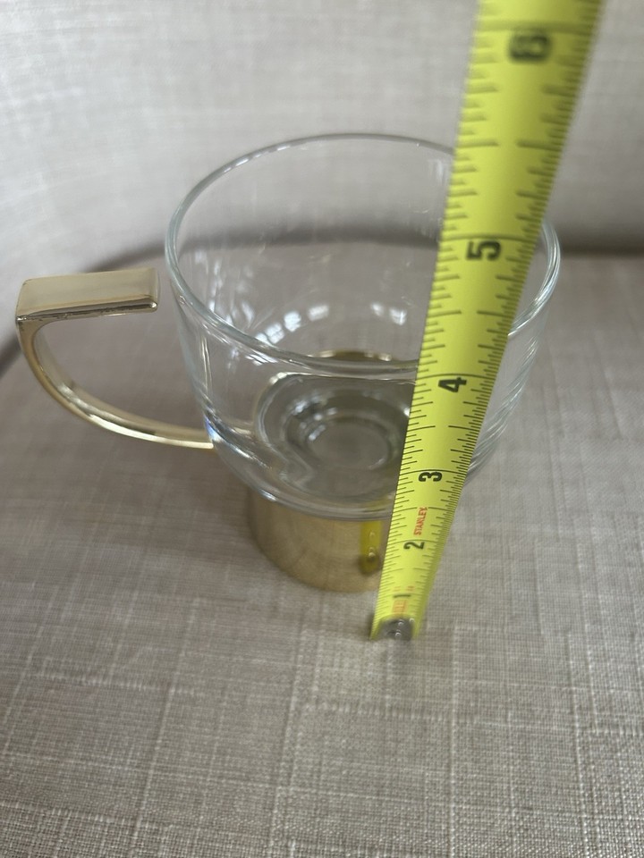 Pair of Mid Century Modern Glass Brandy Coffee King Cups Glass Gold ...