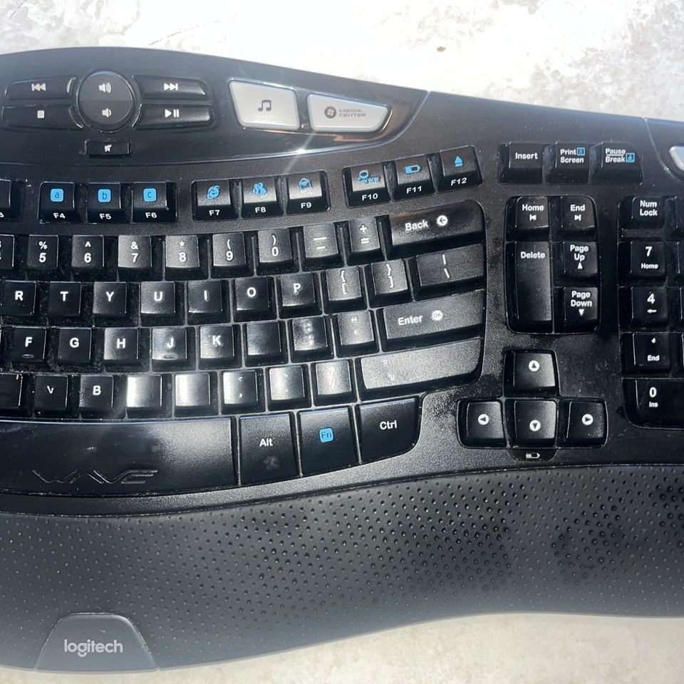 Logitech K350 Wireless Comfort Wave Ergonomic Keyboard Black No Dongle ...