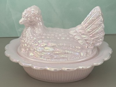 Mosser Glass USA Hen on Nest CROWN TUSCAN CARNIVAL Gorgeous Iridescent ...