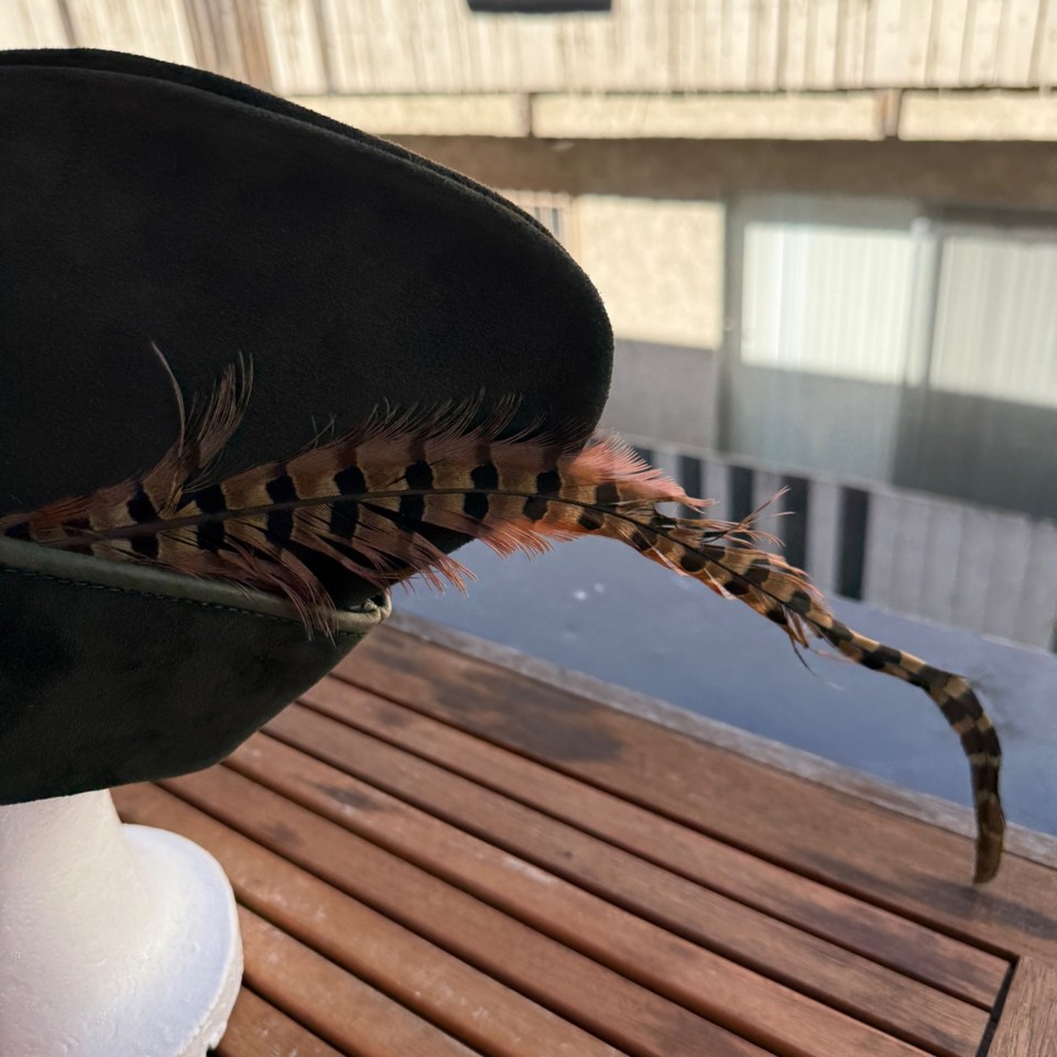 Robin Hood Suede Hat With Pheasant Feather | eBay UK