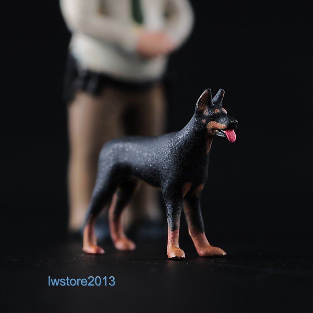 Painted 1/64 Dobermann Dog Scene Props Miniatures Figure For Cars ...
