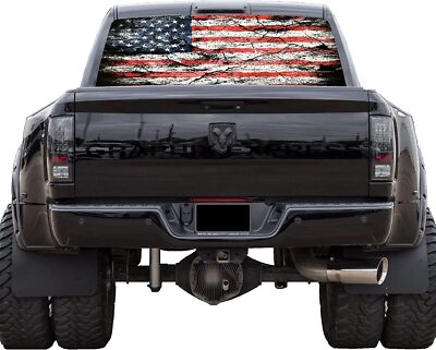 Truck Back Window Graphics American Flag (P530) See Through Rear Decal ...