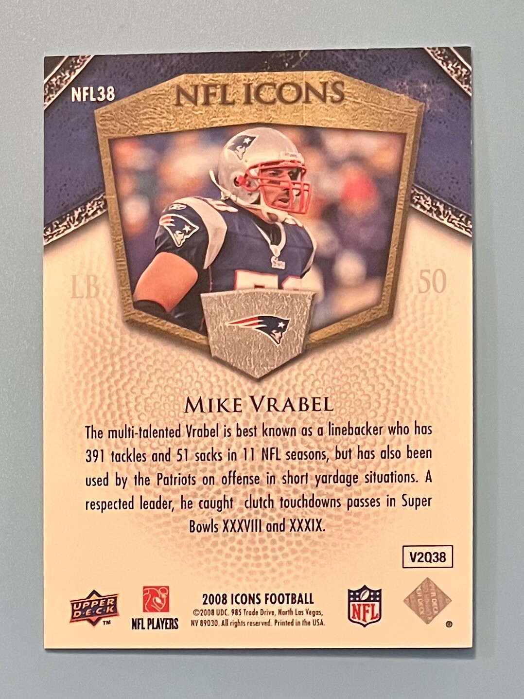 2008 Upper Deck Icons - NFL Icons Silver #NFL38 Mike Vrabel /799 for ...
