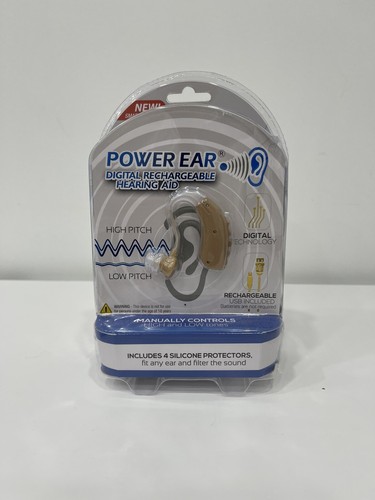 Power Ear Digital Rechargeable Hearing Aid Manually Controls Hi & Lo ...