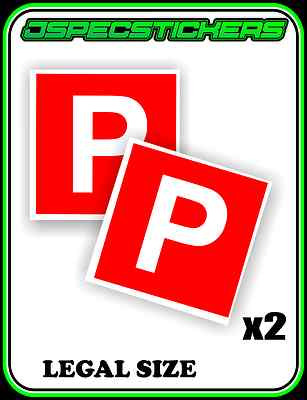 RED P PLATE STICKER NON MAGNETIC LEGAL SIZE LICENCE REGO x2 CAR BIKE ...