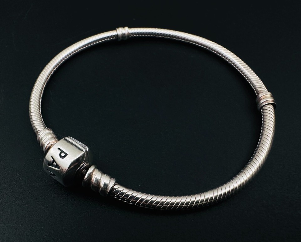 PANDORA ALE 925 Sterling Silver Snake Charm Double Station Bracelet, 7. ...
