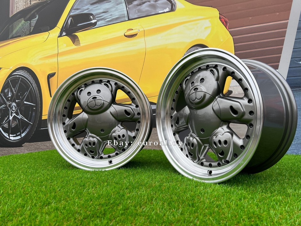 4 x 15 Inch 4x100 Teddy Bear Style Grey JDM Wheels: Fits For Honda ...