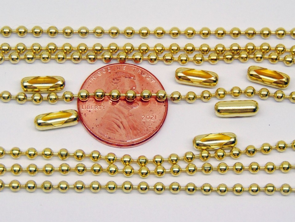 Solid Brass BALL CHAIN 2.4mm Bead #3 ~ Bulk No Lead/Nickel ~Corrosion ...
