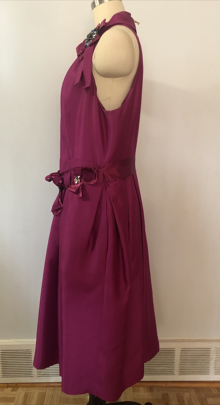 VTG Magaschoni Collection Magenta Silk Shantung Cocktail Dress Size 12 ...
