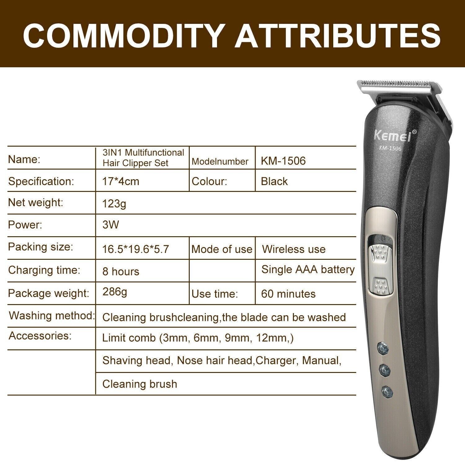 Kemei Professional Hair Clippers Cordless Trimmer Beard Cutting Machine ...