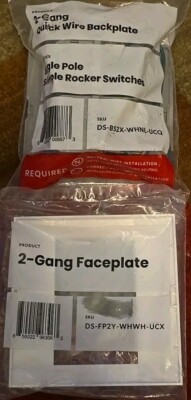 Deako 2-Gang Single Pole Rocker Switch & Faceplate White DS-BS2X-WHNL ...