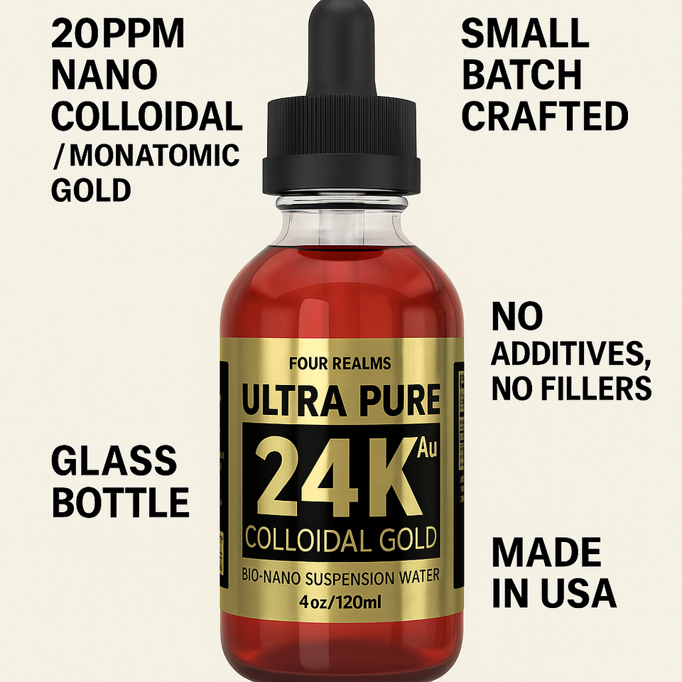 COLLOIDAL GOLD 24K Liquid Gold ORMUS MONATOMIC FourRealms MONATOMIC ...