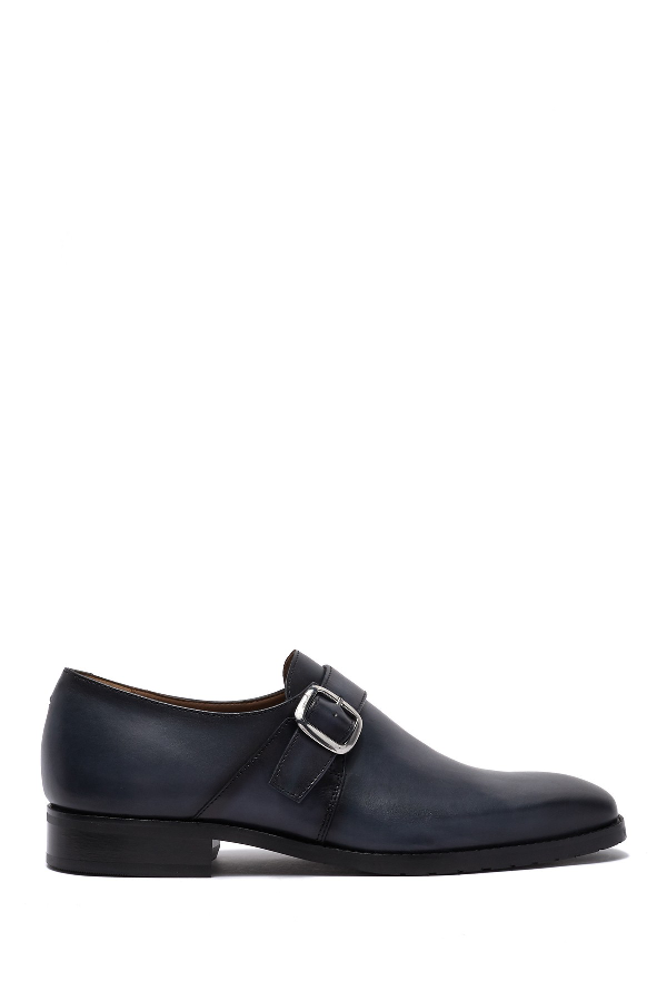 ROBERT TALBOTT Premium Florence Monk Strap Formal Derby Shoes Navy Blue ...