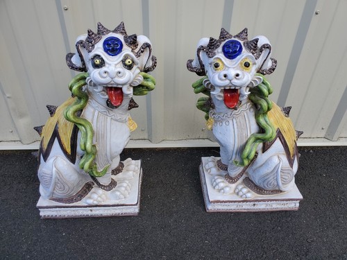 Large 1950's/1960's Italian Terracotta Foo Dog Pair, Excellent ...