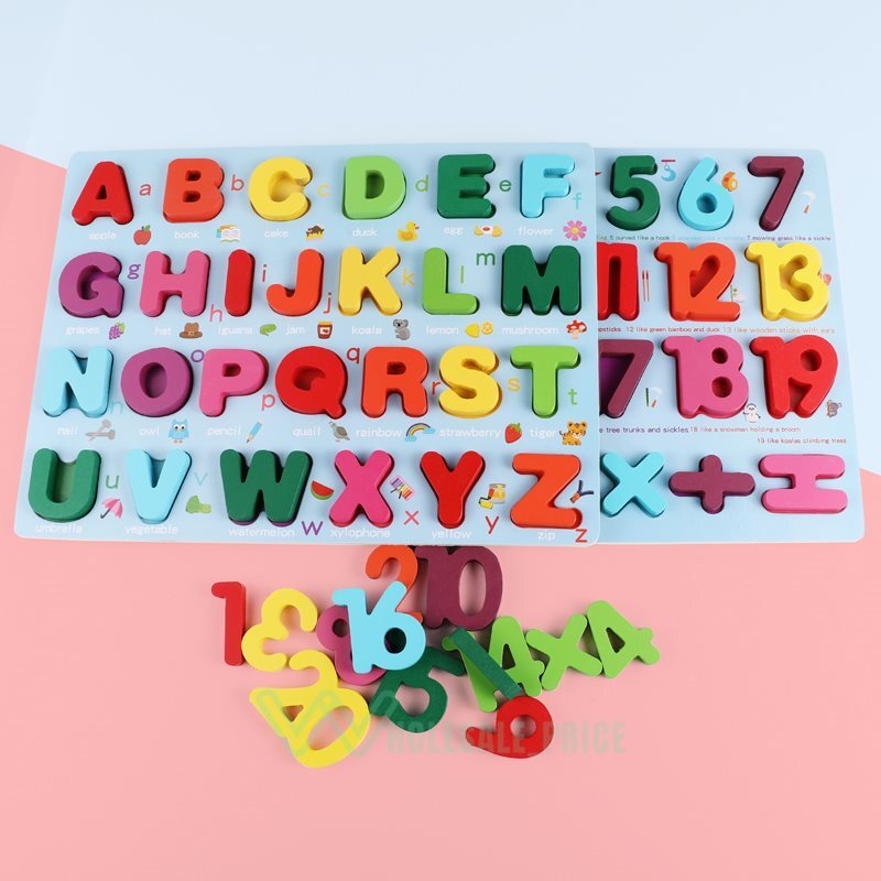 New -- Baby Kids Learning Toys Wooden Alphabet Number Puzzle ABC ...