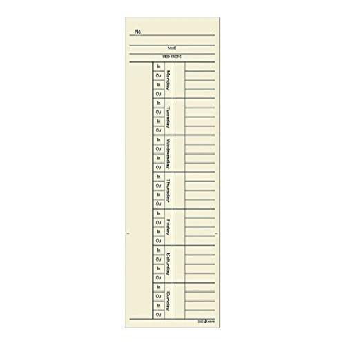 Adams Time Cards, Weekly, 2-sided, Overtime Format, 3-3/8" X 8-1/4 ...