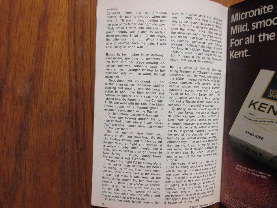 Feb. 10, 1973 TV Guide(ADRIENNE BARBEAU/PAUL LYNDE/JOHN CALVIN/DUKE ...