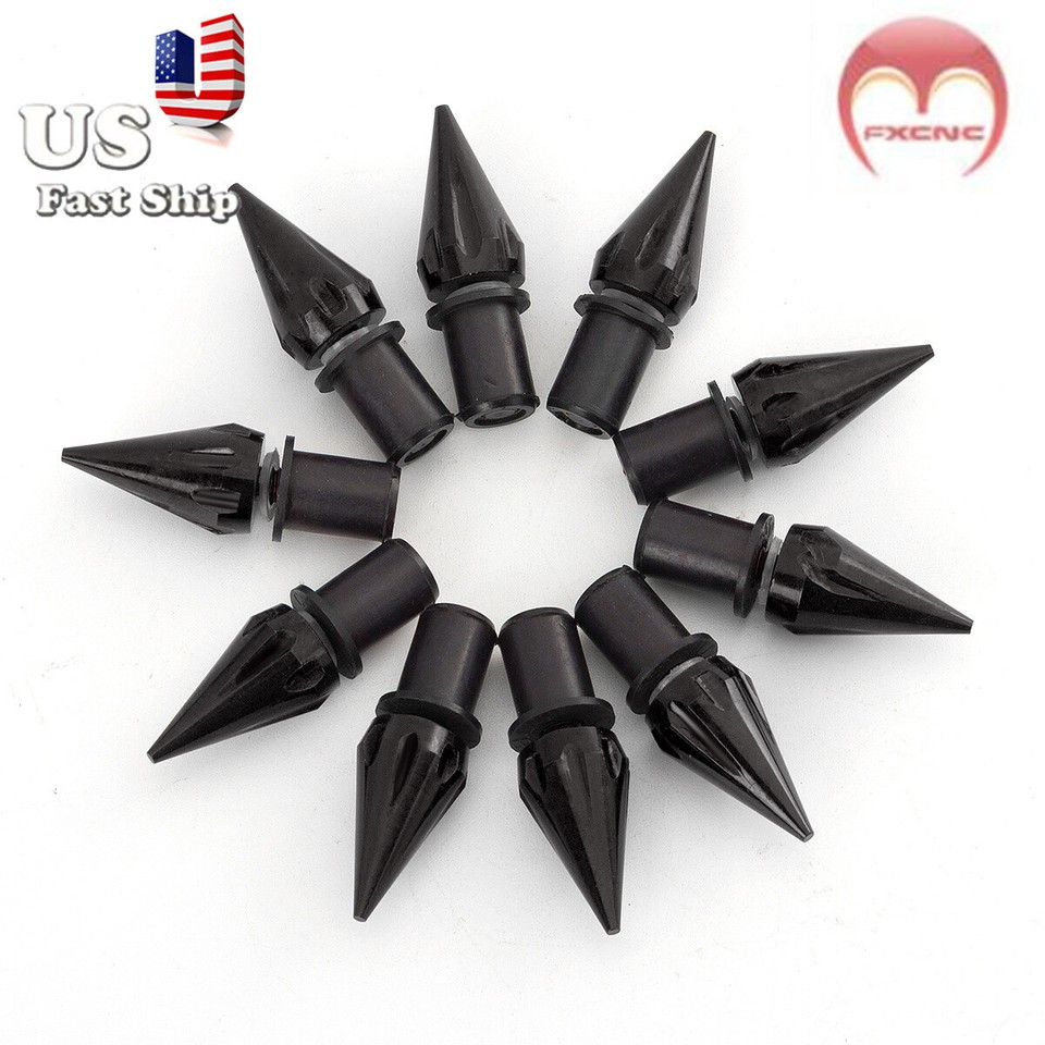 CNC Motorcycle Universal Black Spike Bolts Windscreen Fairings License ...