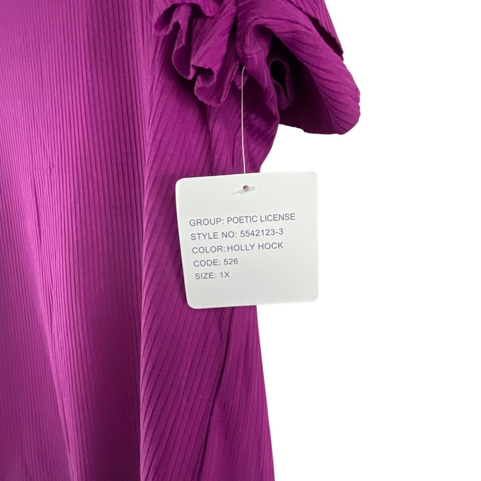 Stella + Ginger Womens Ruffled Sleeve Ribbed Knit Top - Vibrant Plum 2X ...