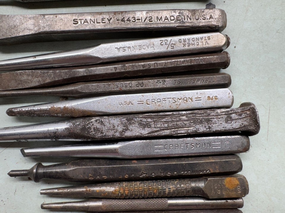 Punch & Chisel Tool Lot Machinist Metalwork STANLEy CRAFTSMAN CORNWELL ...