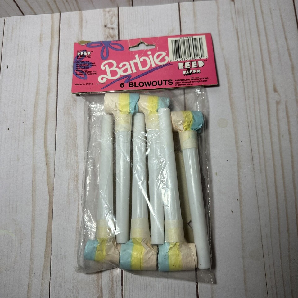 NOS Vintage 1990 Reed Paper Art Mattel BARBIE Party Blowouts Package ...