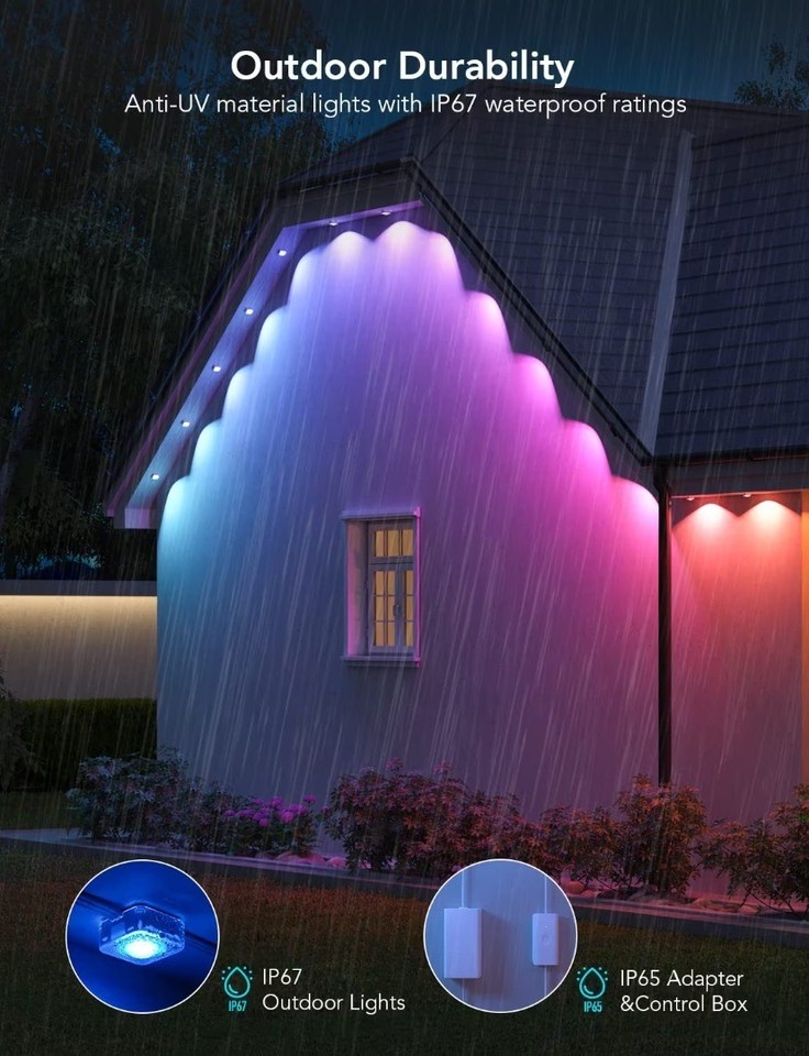 NEW GOVEE H705A 30M IP67 Waterproof Wi-Fi Smart RGBIC Outdoor Lights ...