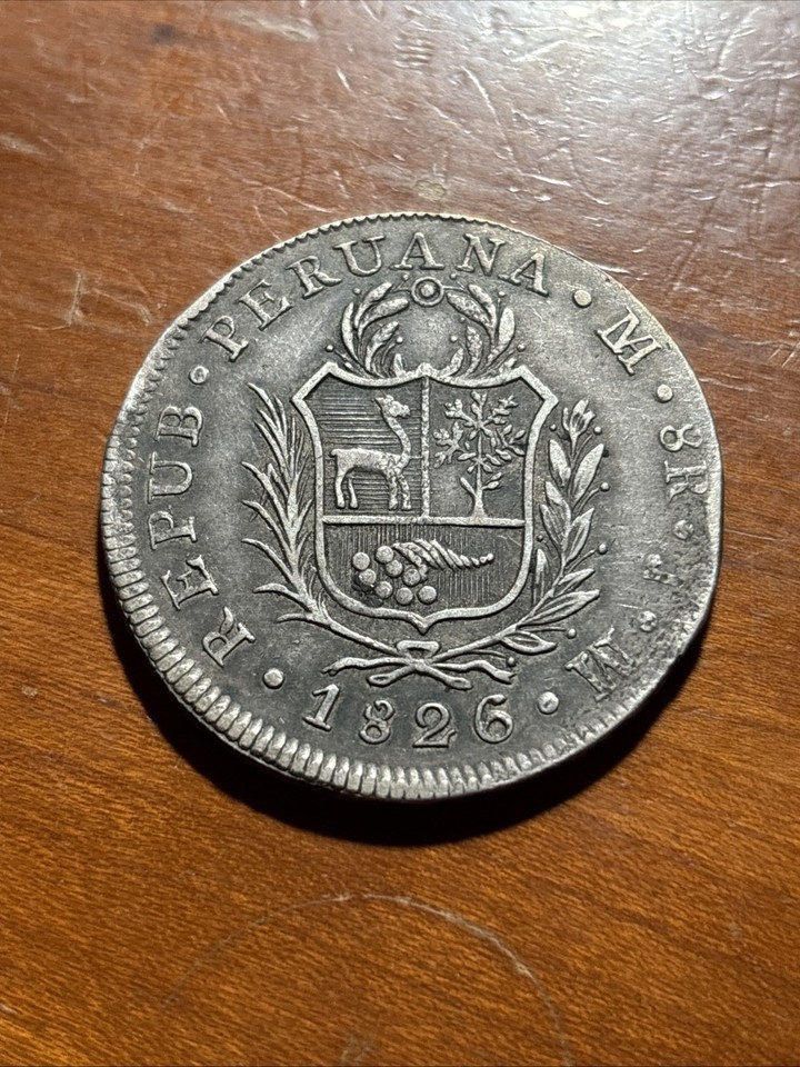 Peru 8 Reales Large Silver Coin, 1826, Lima Mint | eBay