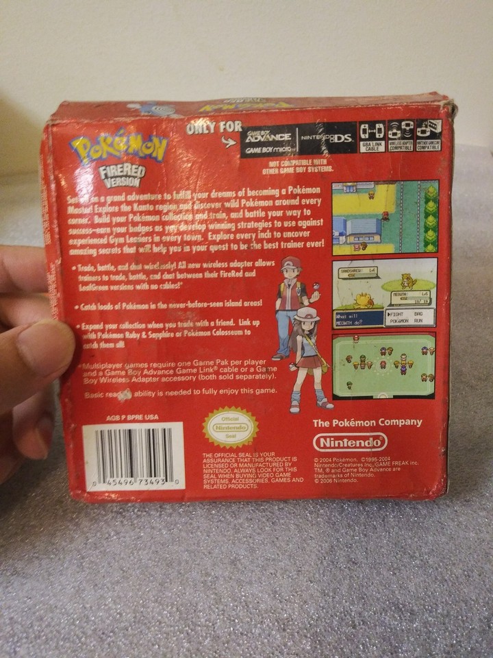 GAME BOY ADVANCE POKEMON FIRERED VERSION NINTENDO GAME BOX AND MANUAL ...