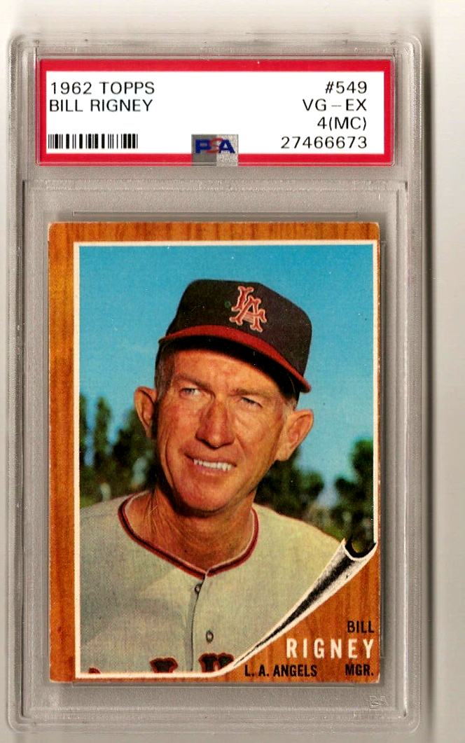 Bill Rigney 1962 Topps #549 High Number PSA 4 Miscut L.A. Angels MGR HI ...