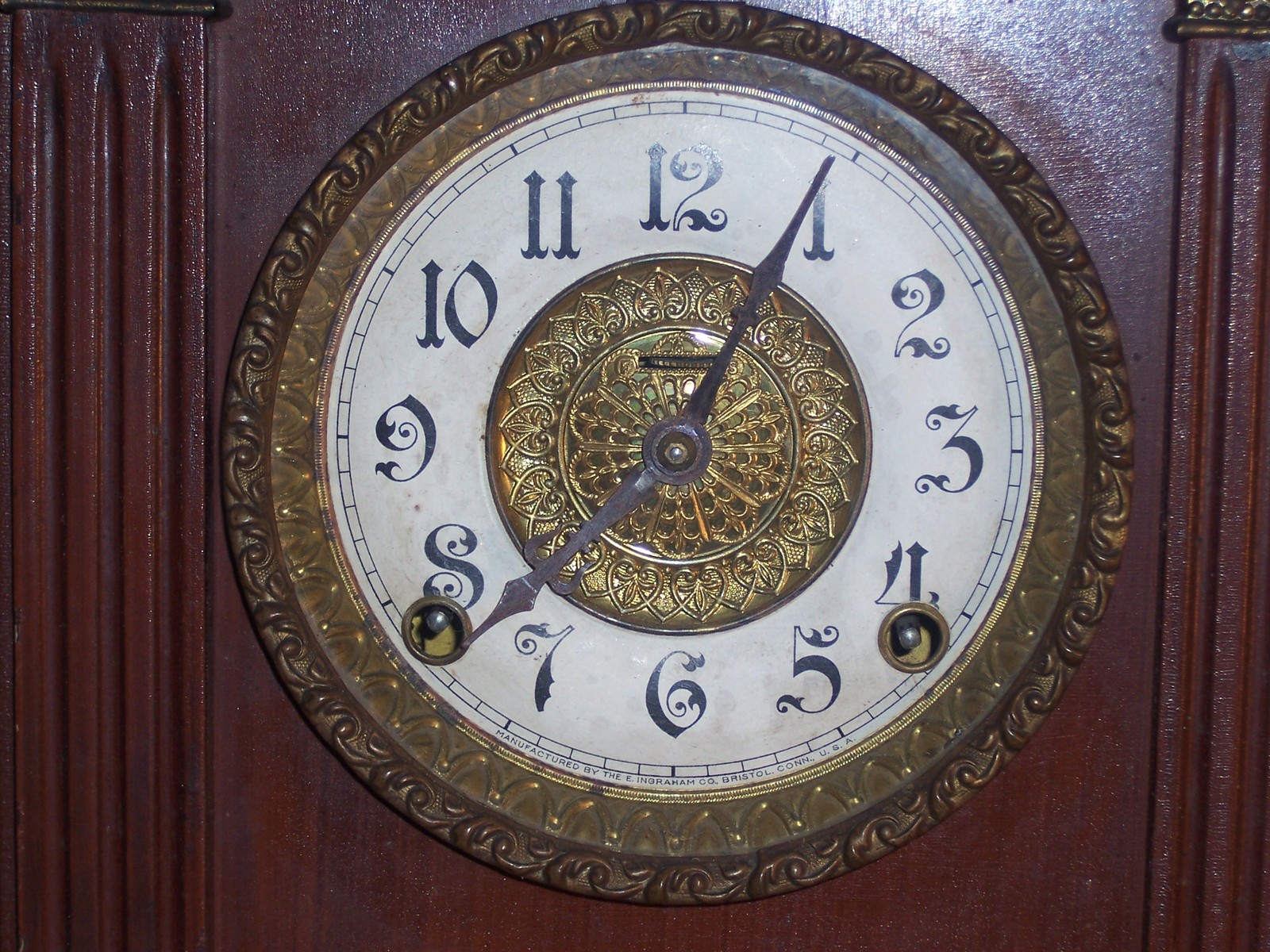 Rare Antique Ingraham Mantle Clock with Columns Chimes Shelf Brass ...