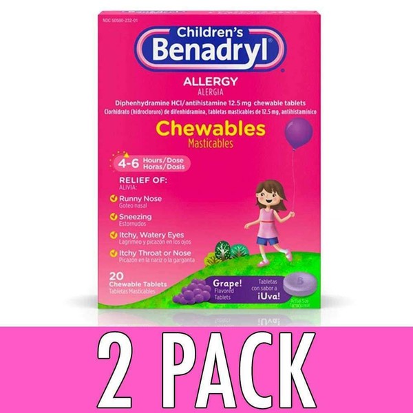BENADRYL Children's Allergy Chewables Grape 20ct 300450553201a402 for ...
