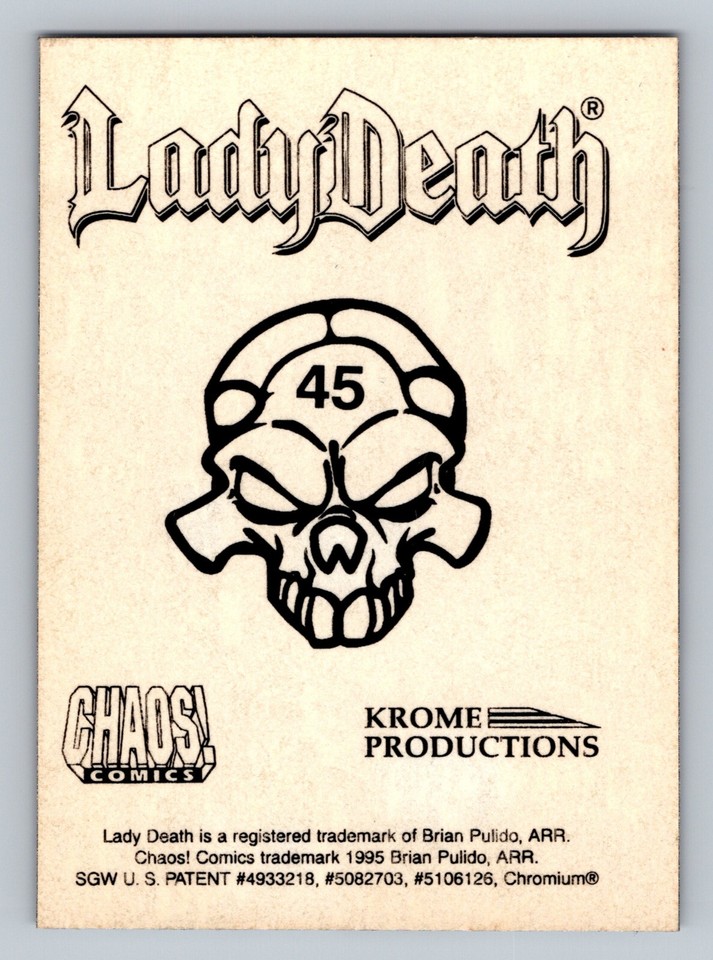 1995 Krome Lady Death Lady Death Chromium# 45 The Unknown Sticker ...