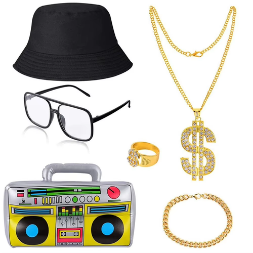 80S 90S Hip-Hop Flamboyant Punk Dollar Sign Ring 80S 90S Costume Outfit ...