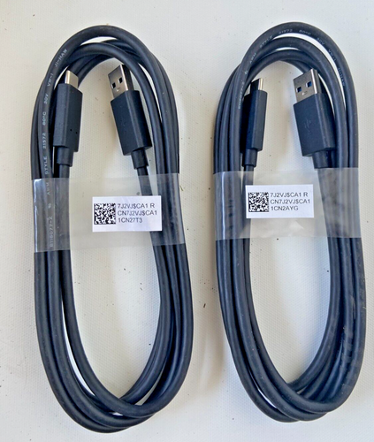 Pack of 2 Dell 6 Feet USB-A to USB Type C Cable P/N CN7J2VJ$AA1 Tested ...