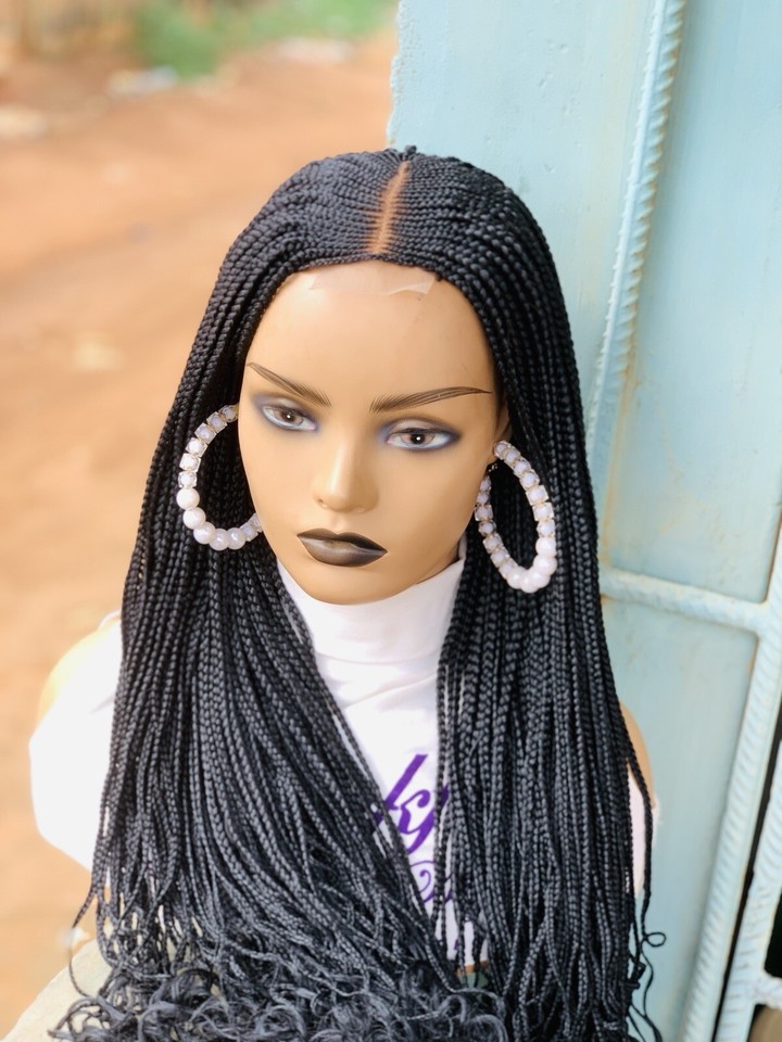 Black Braided African Wig Handmade Box Braids Wig Natural Synthetic ...