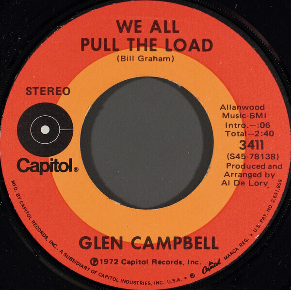 Glen Campbell I Will Never Pass This Way Again Vinyl Single 7inch ...