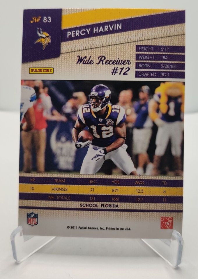 2011 Panini Threads Football Card #83 Percy Harvin Minnesota Vikings | eBay