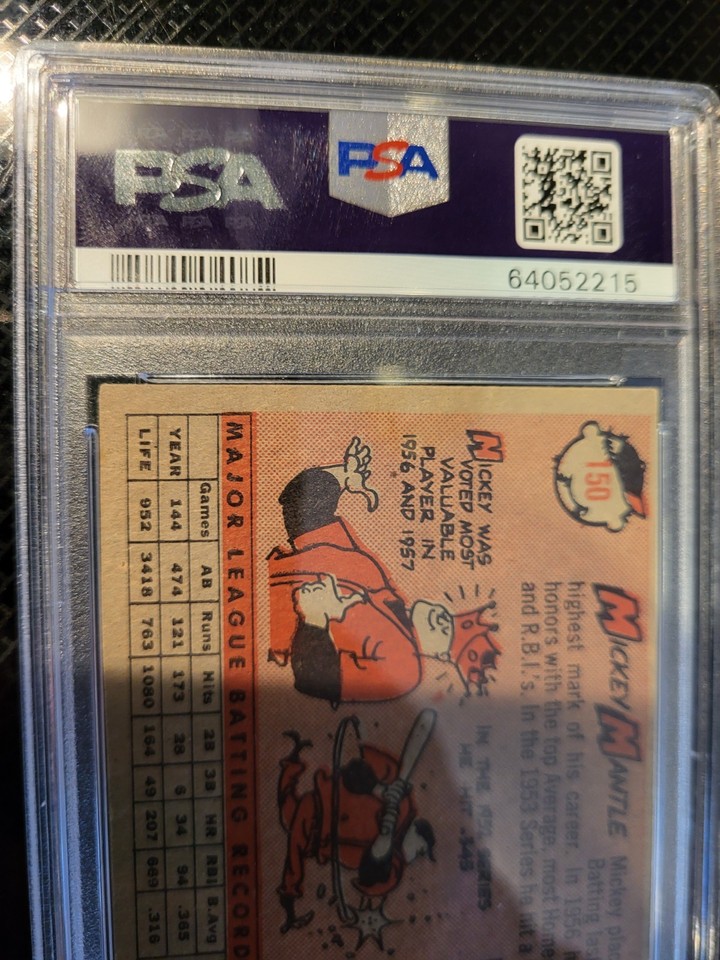 1958 Topps #150 Mickey Mantle PSA 5 SHARP | eBay