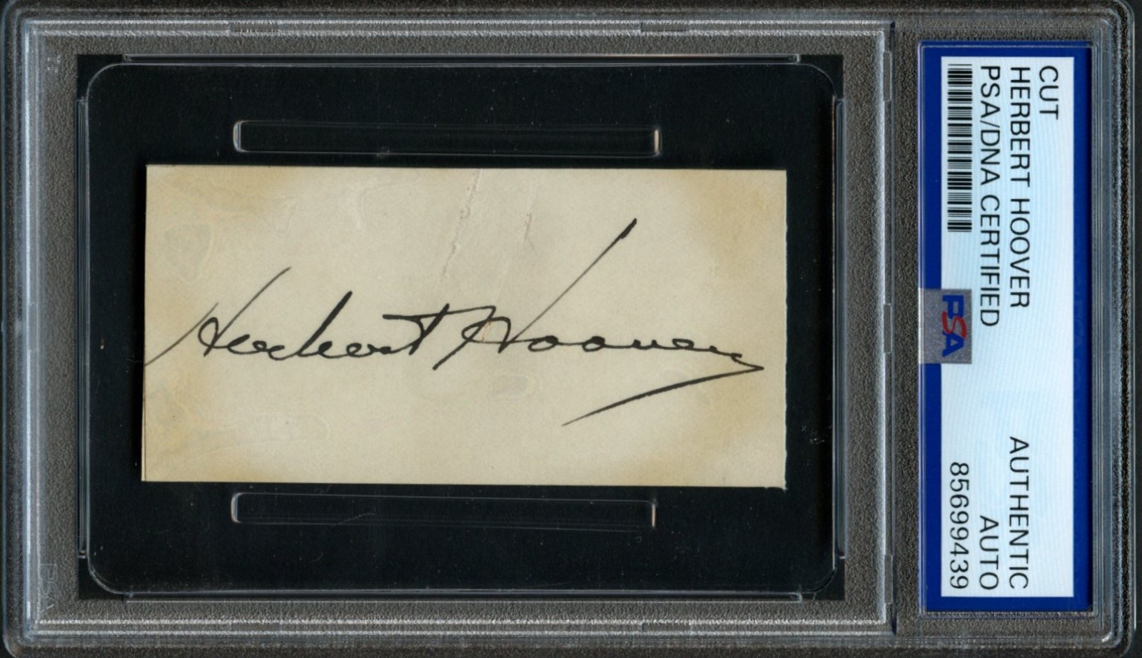 Herbert Hoover d1964 signed autograph 1x2.5 Cut 31st US President PSA ...